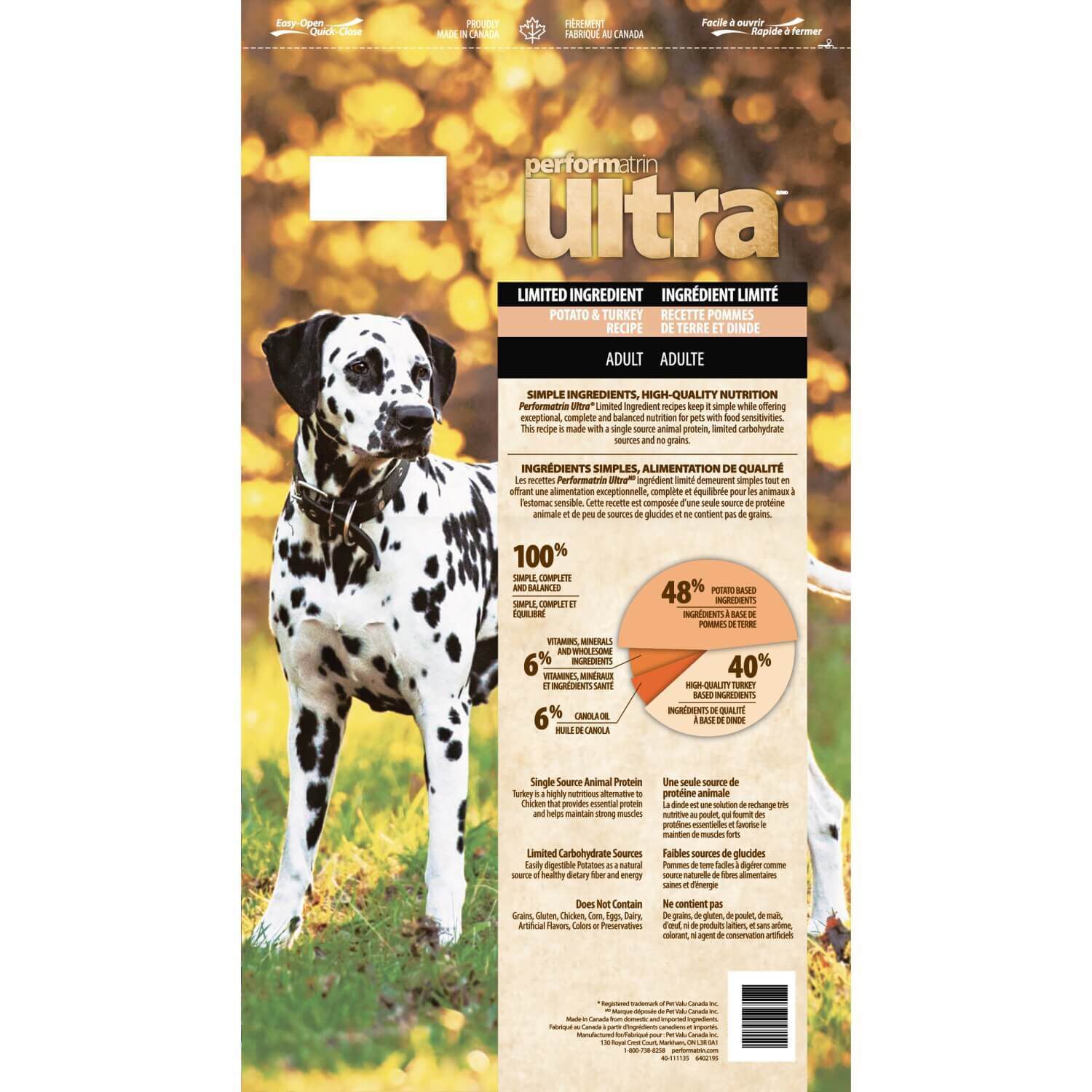 Performatrin Ultra Limited Ingredient Potato & Turkey Adult Formula Dry ...