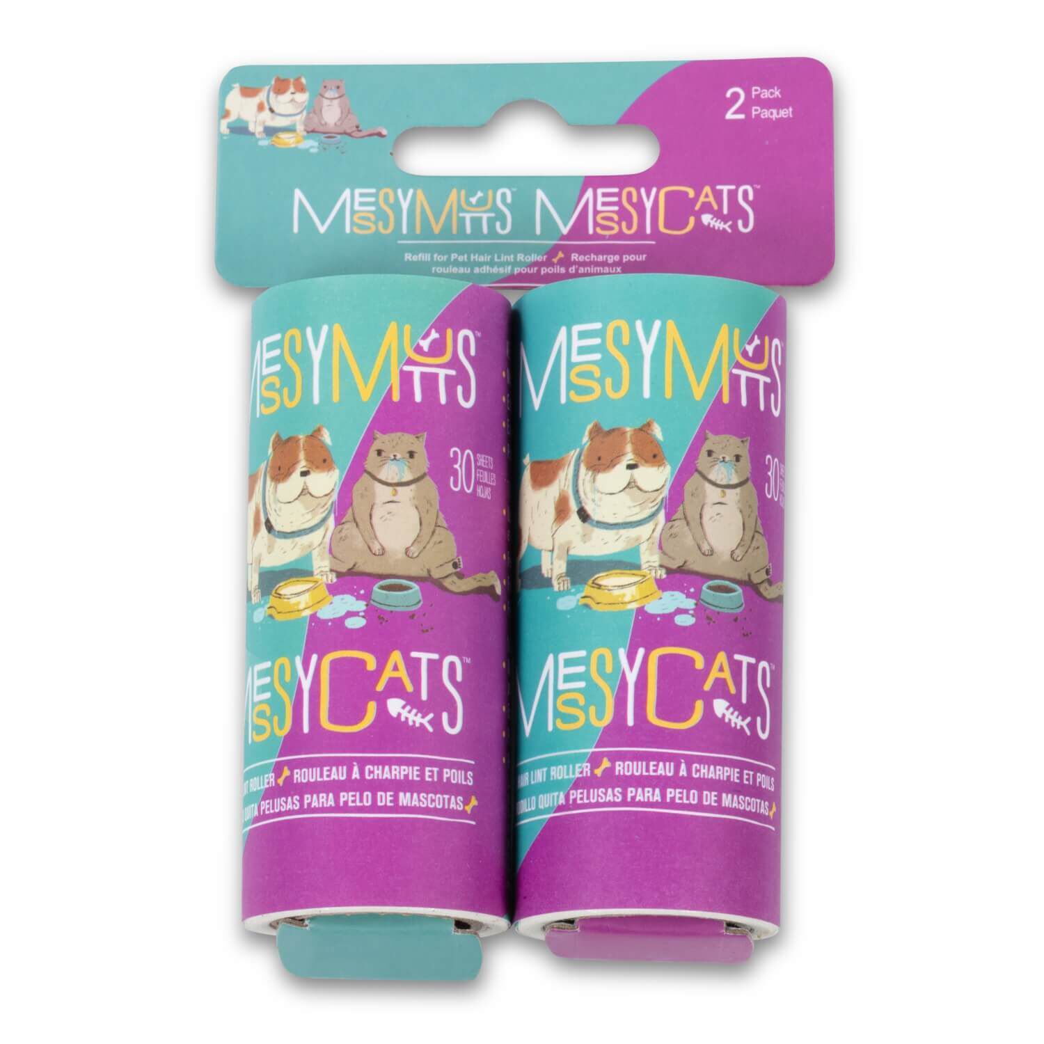 Messy Mutts 2 Pack Replacement Pet Hair Lint Rollers | Pet Supermarket