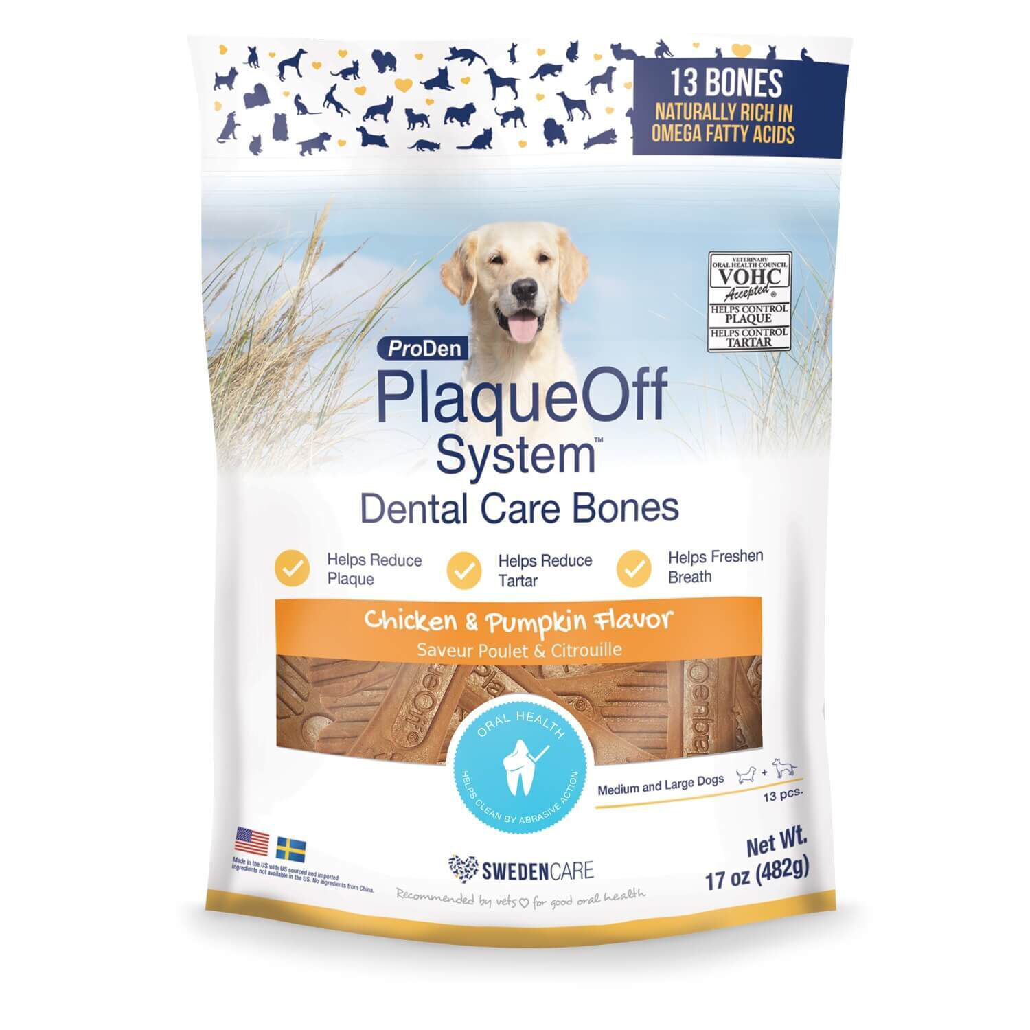 Proden Plaque Off Dog Bone Dental Treats, Chicken Flavor 13ct | Pet ...