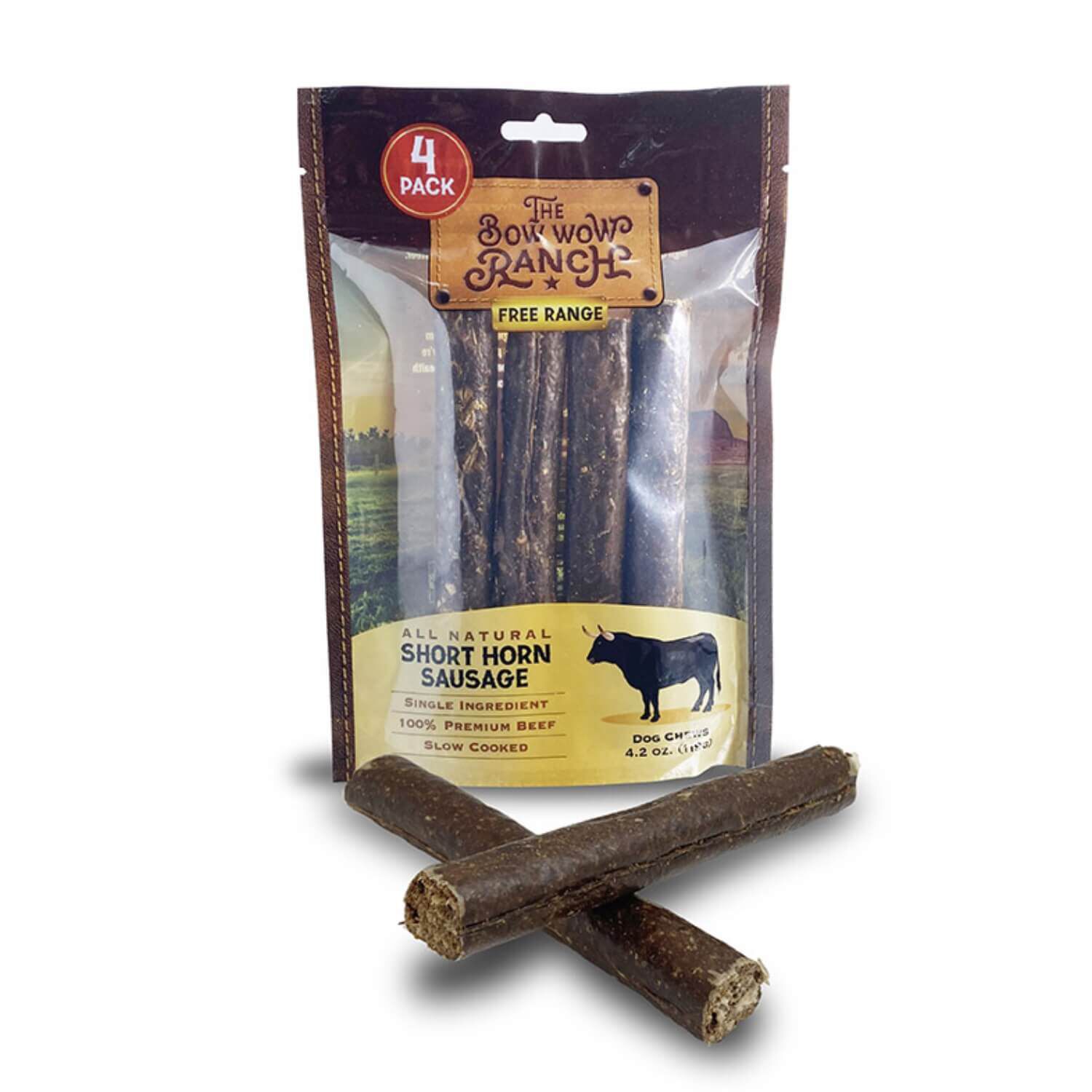 Bow Wow Ranch Short Horn Sausage All Natural Beef Dog Treats | Pet ...