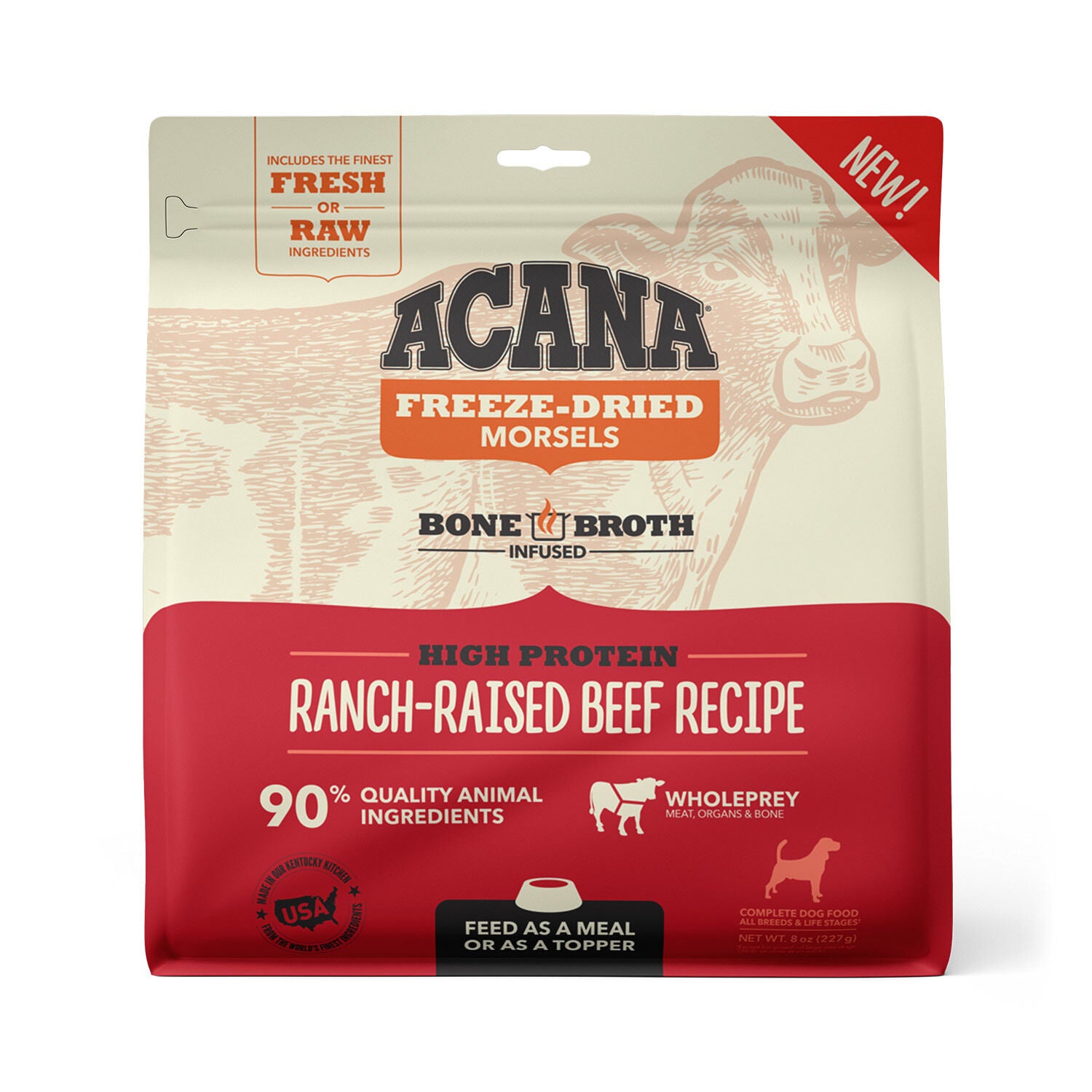 Acana Morsels Ranch Raised Beef Recipe Freeze Dried Dog Food 8oz | Pet ...
