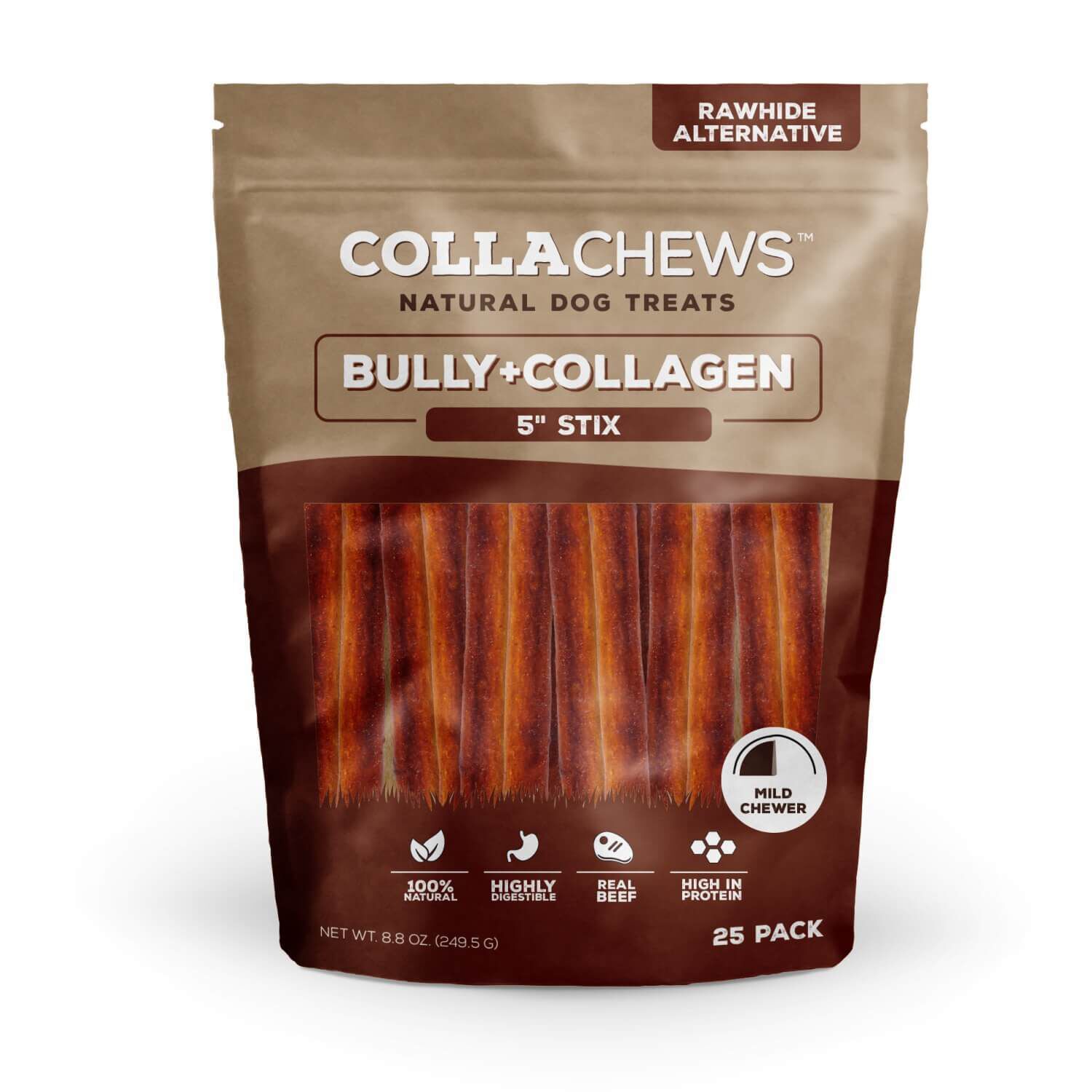Colla Chews 5" Collagen Sticks Bully Flavor Dog Treats 1ea-25Pack | Pet ...
