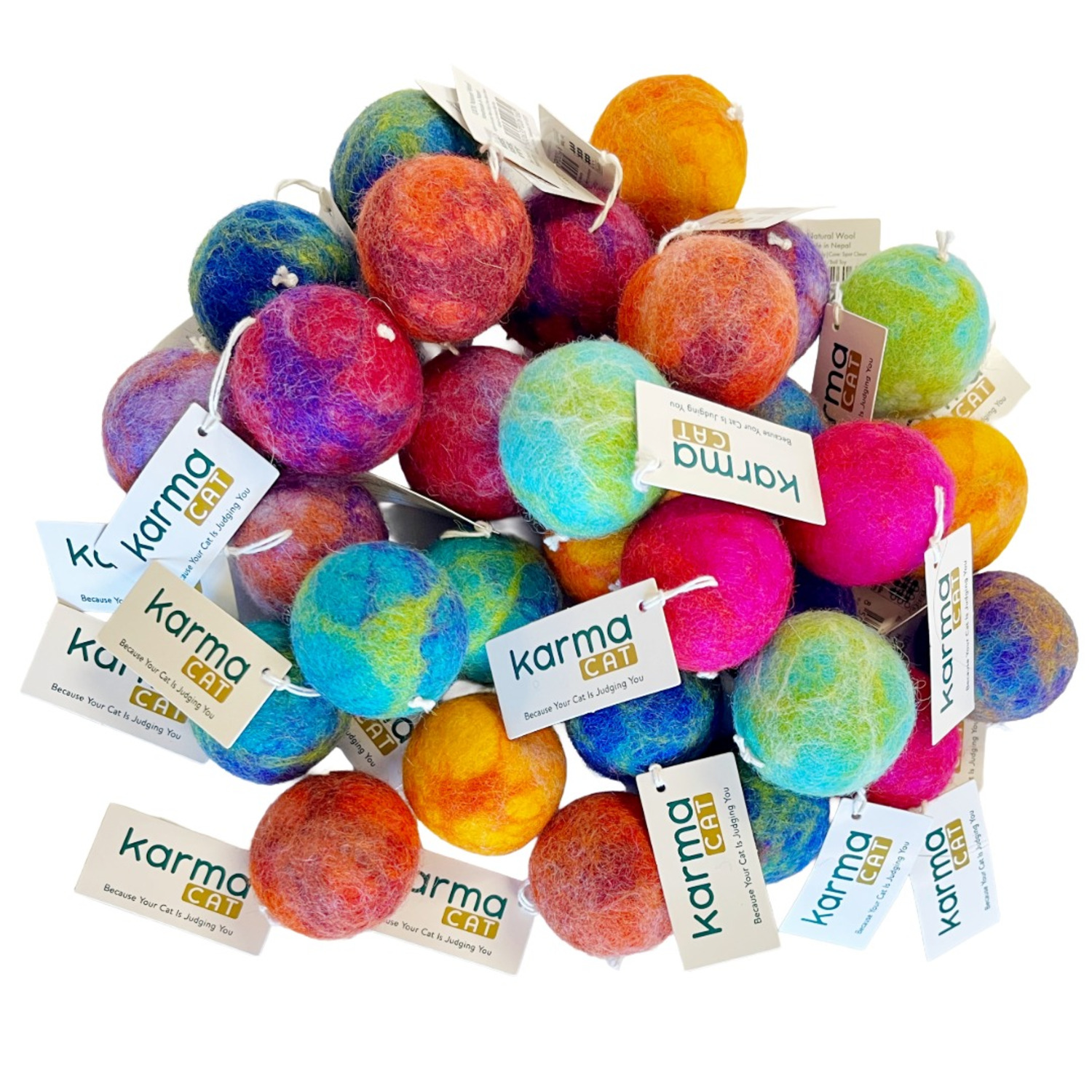 Karma Cat Hand Made Wool Toys For Cats, Balls And Hearts, Assorted ...