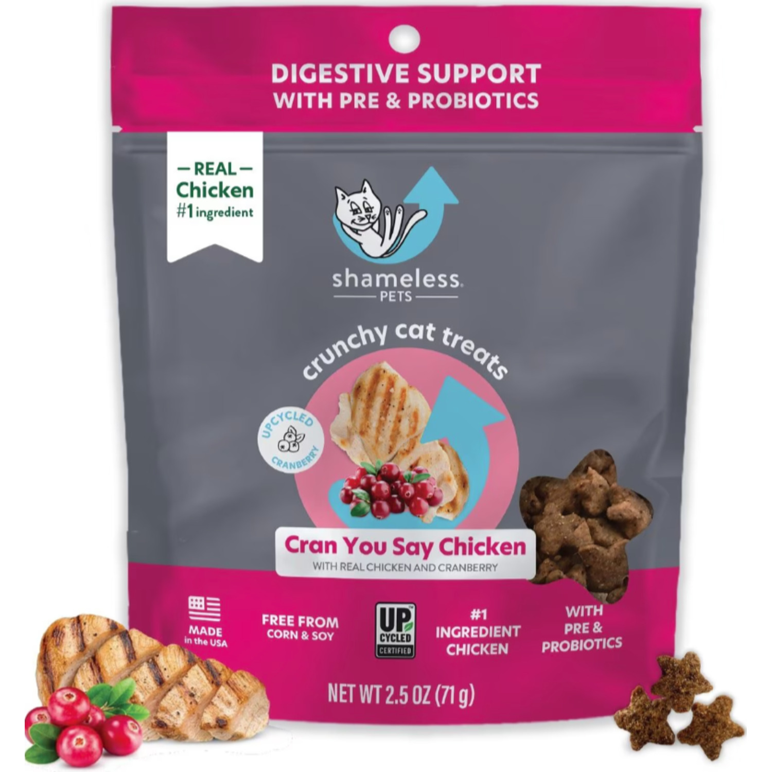 Shameless Pets Cran You Say Chicken Crunchy Cat Treats, 2.5Oz 2.5oz ...
