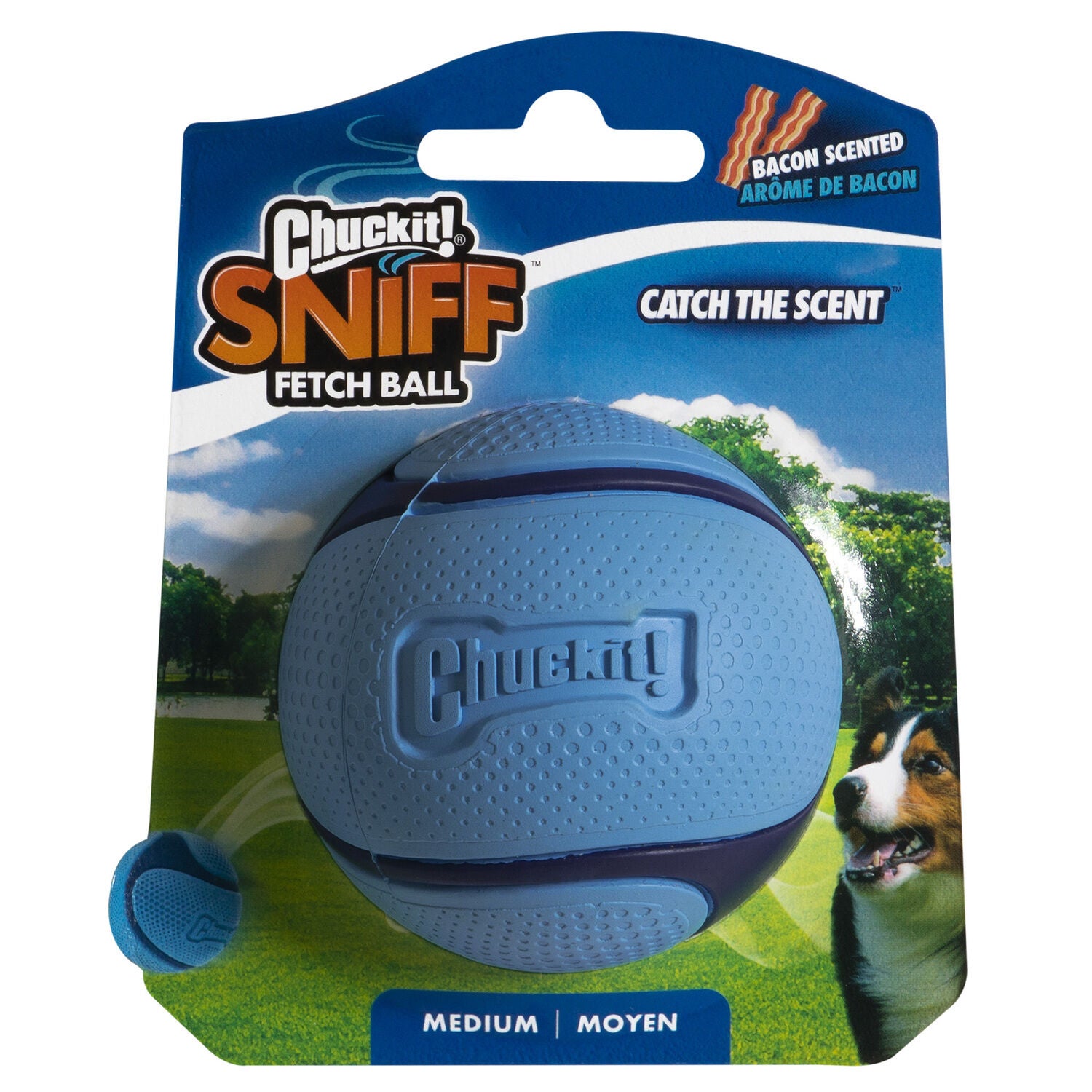 Chuckit! Sniff Fetch Ball Dog Toy, Bacon Scented, Medium | Pet Supermarket