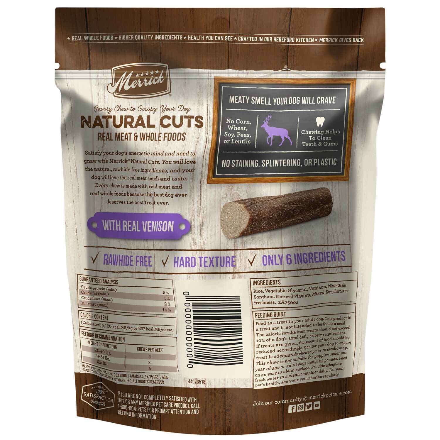 Merrick Natural Cuts Limited Ingredient Rawhide Free Venison Chews ...