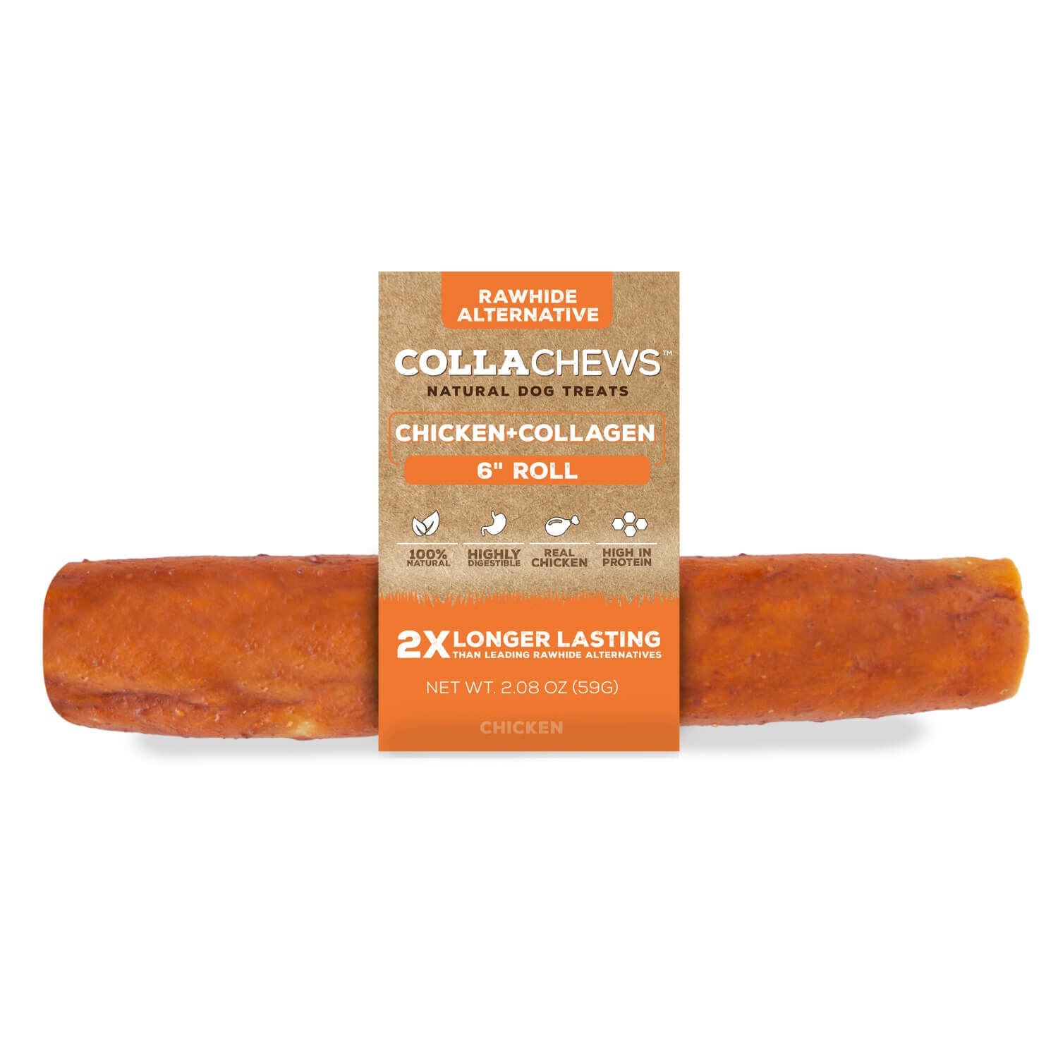 Colla Chews 6" Collagen Roll Chicken Flavor Dog Treats 1ea-4Pack | Pet ...