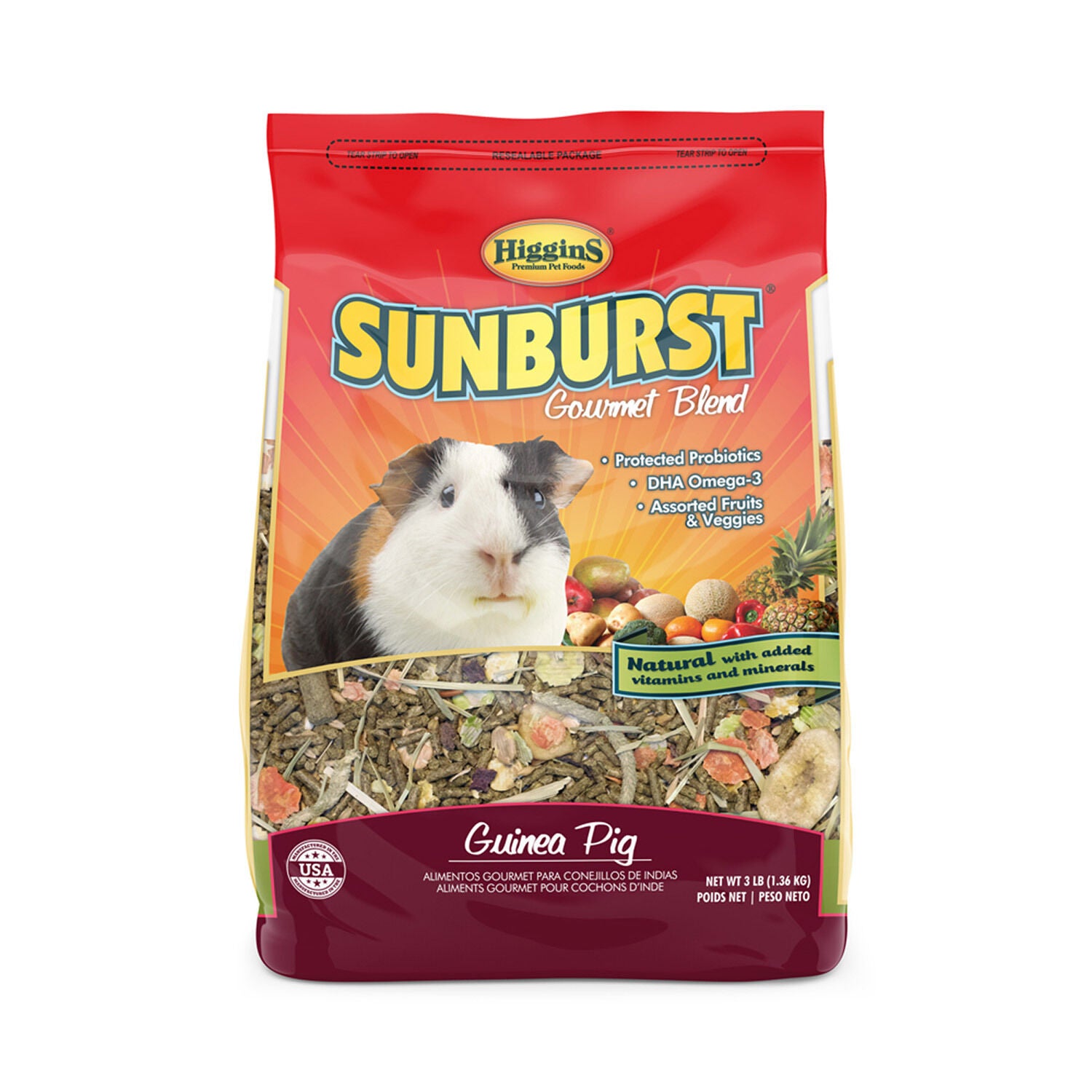 Higgins Sunburst Gourmet Blend Guinea Pig Food, 3 Lb | Pet Supermarket