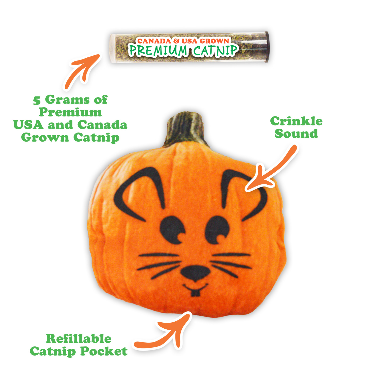 Meowijuana Get Spooked Pumpkin Catnip Cat Toy With Catnip 1ea | Pet ...