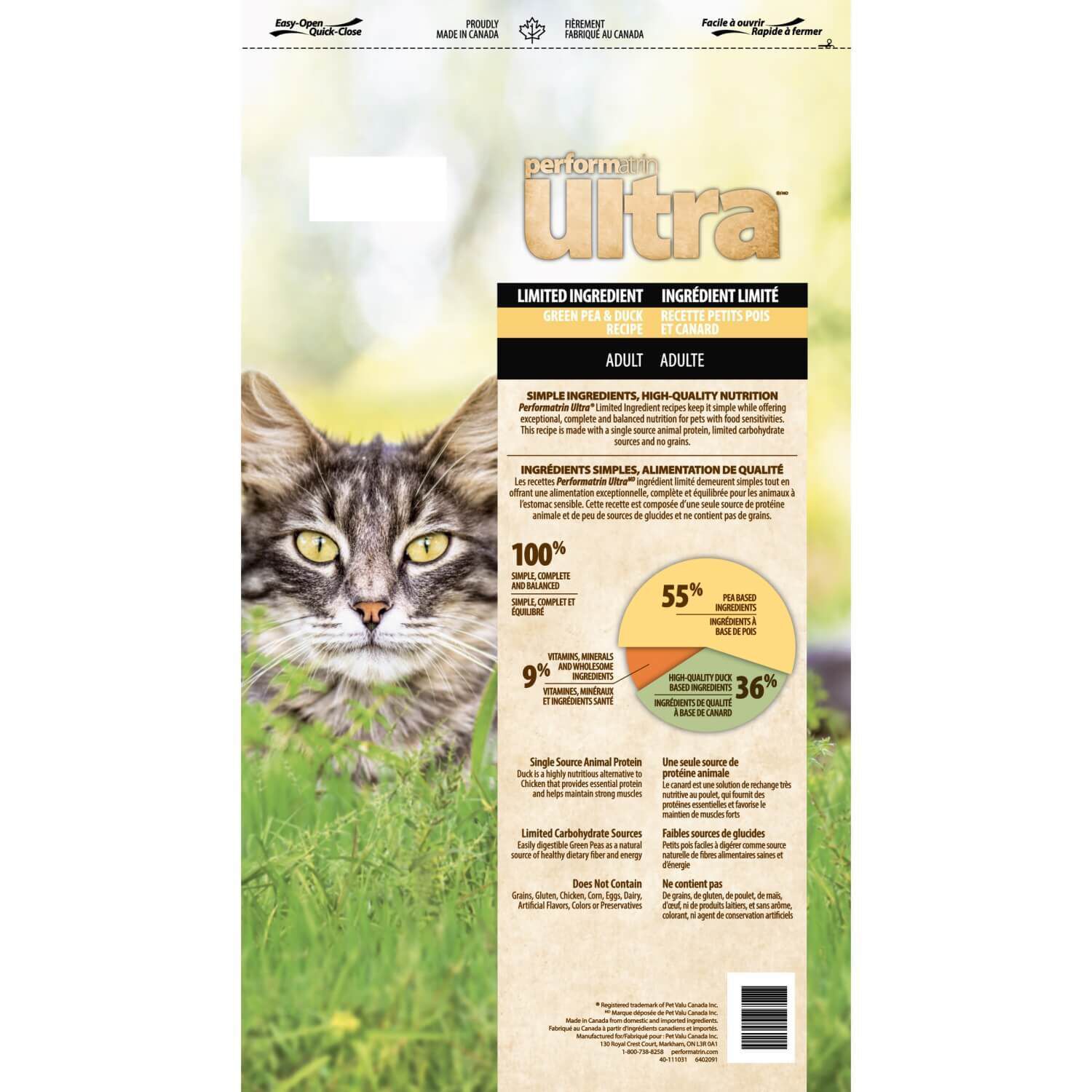 Performatrin Ultra Limited Ingredient Pea & Duck Adult Dry Cat Food 4lb ...