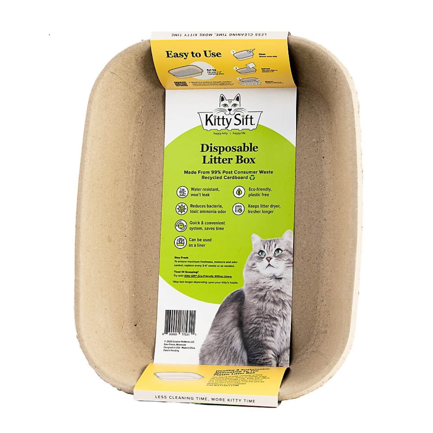 Kitty Sift Sustainable, Clean, Disposable Cat Litter Box - Large 1EA ...