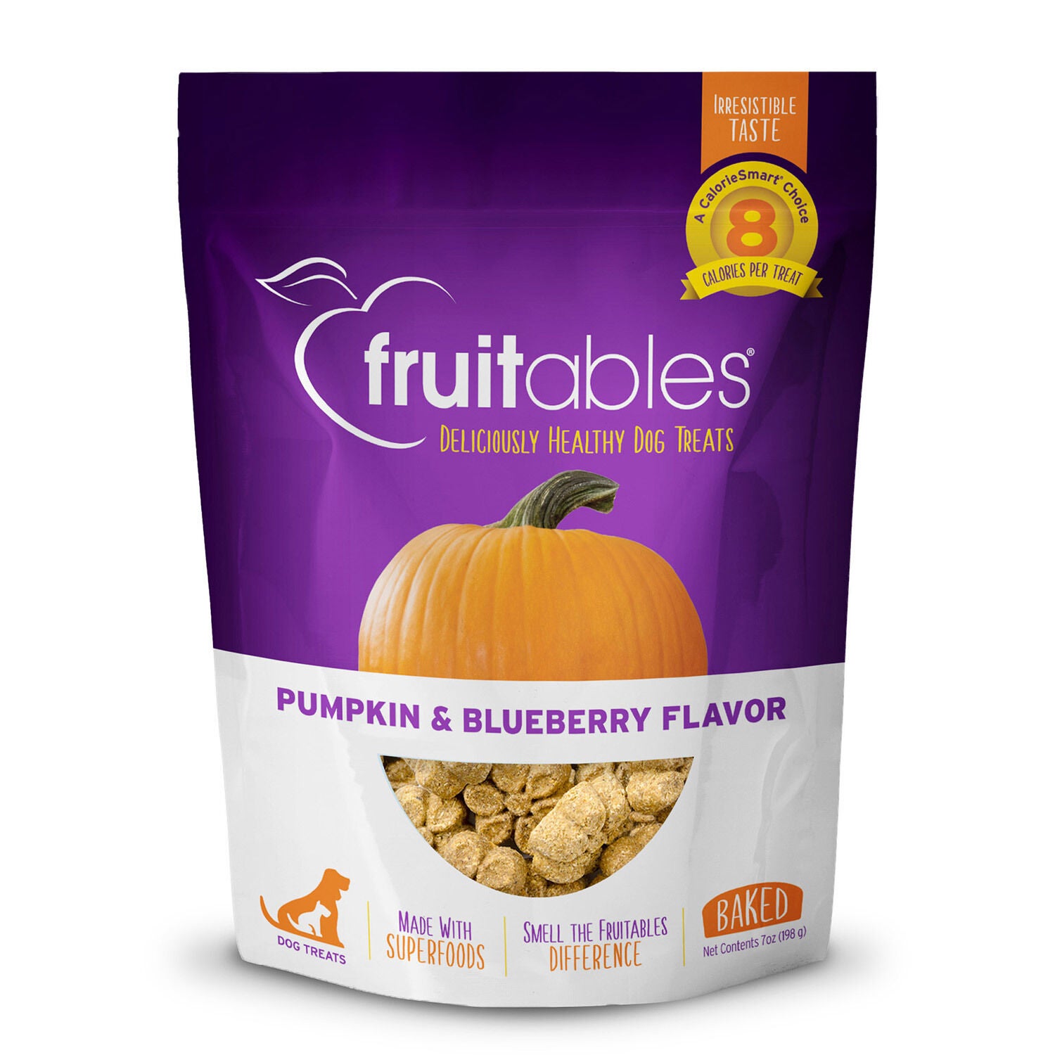 Fruitables Baked Pumpkin & Blueberry Dog Treats, 7Oz | Pet Supermarket