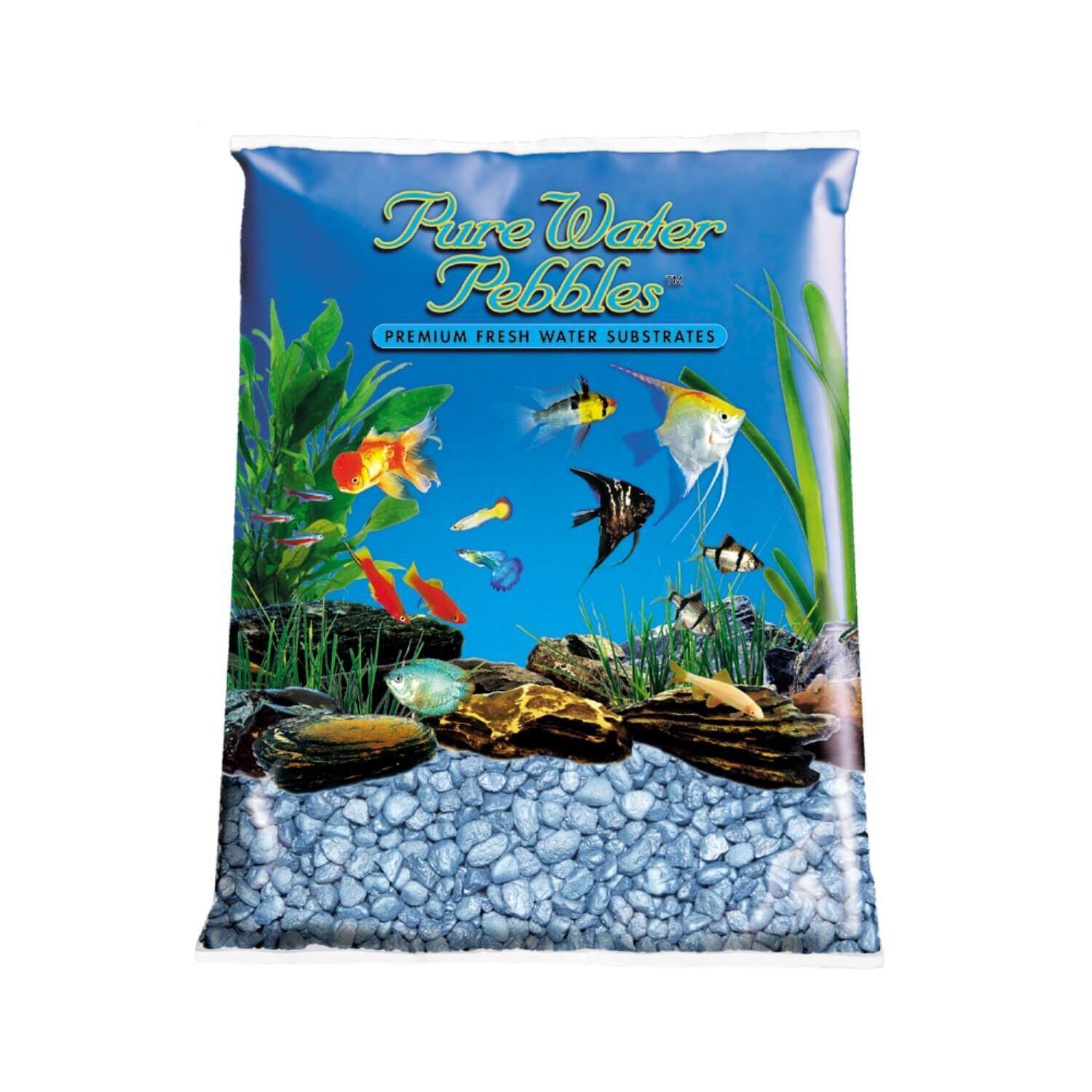 Pure Water Pebbles Aquarium Gravel, Pastel Blue Frost