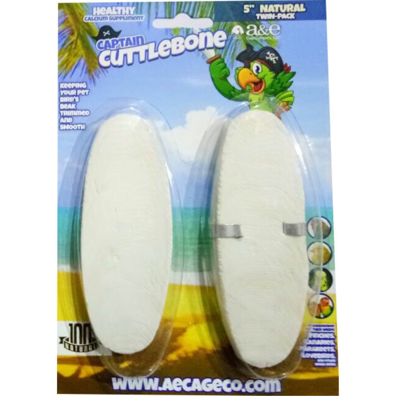 A&E Cage Captain Cuttlebone Natural Twin Pack 5in | Pet Supermarket