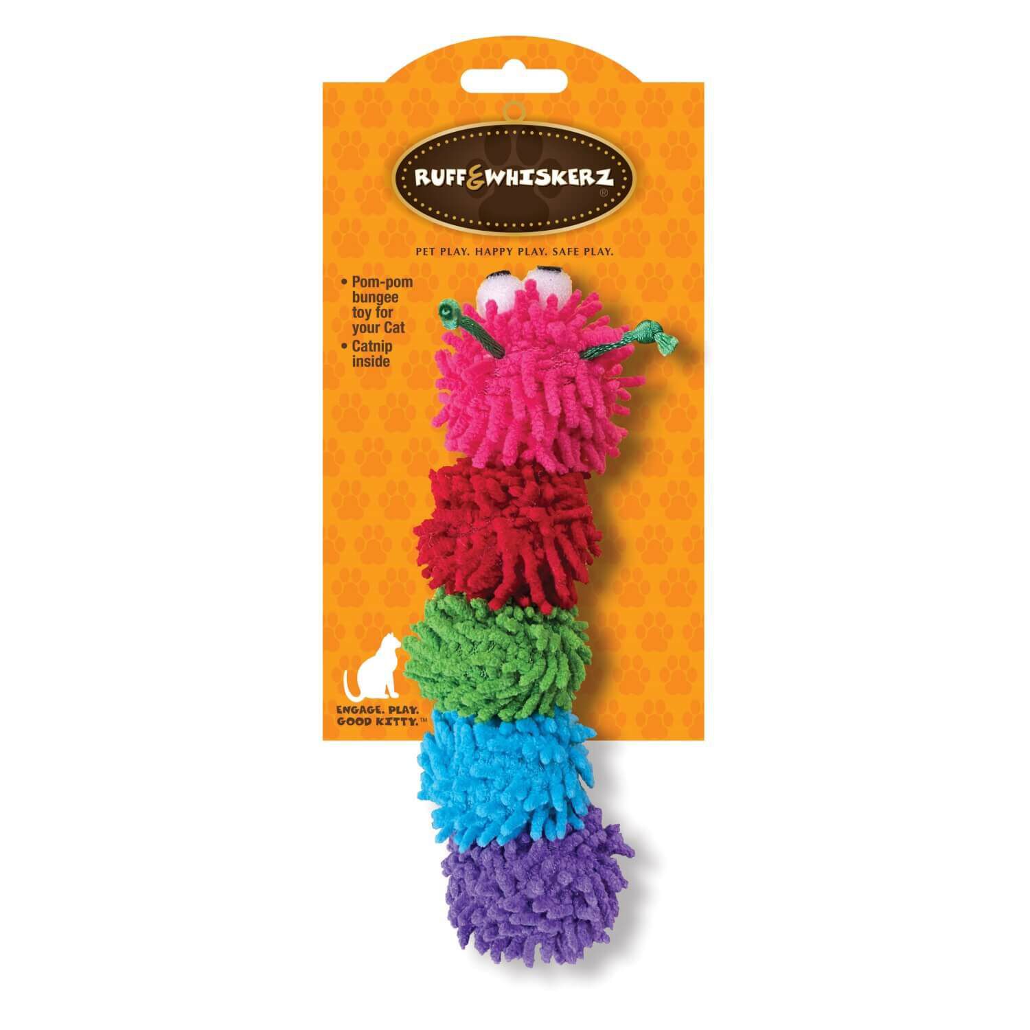 Ruff & Whiskerz Pom Pom Caterpillar Nubby Plush Cat Toy With Catnip ...