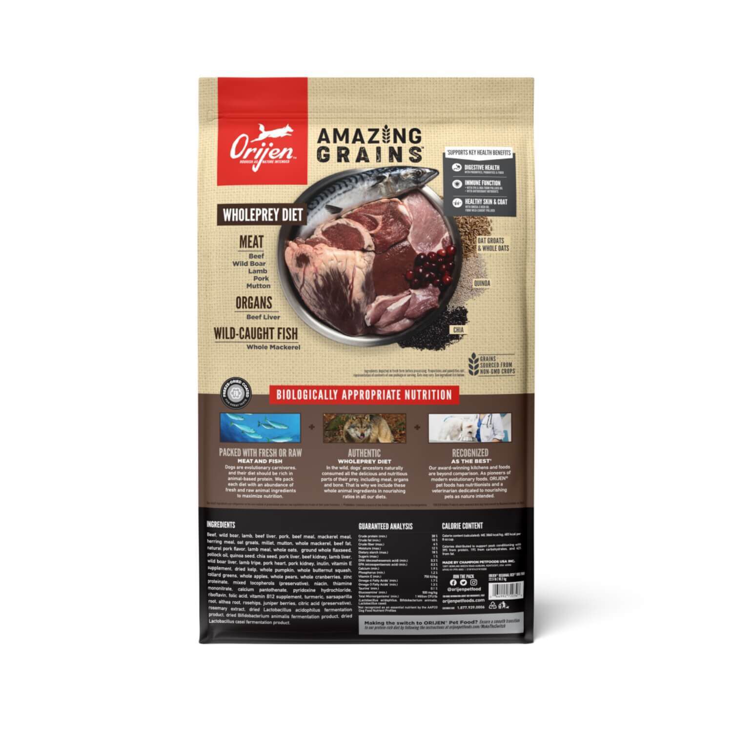 Orijen Amazing Grains High Protein Regional Red Dry Dog Food 22.5lb ...