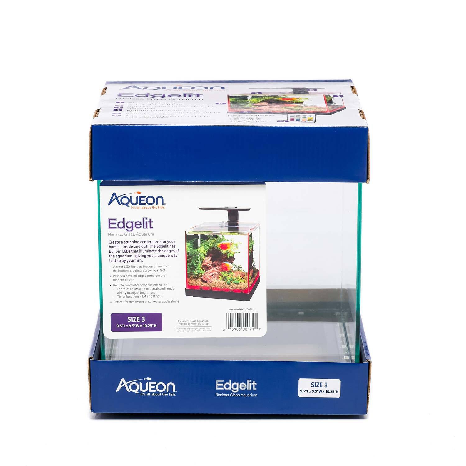 Aqueon Edgelit Rimless Cube Glass Aquariums Size 3 3gal | Pet Supermarket