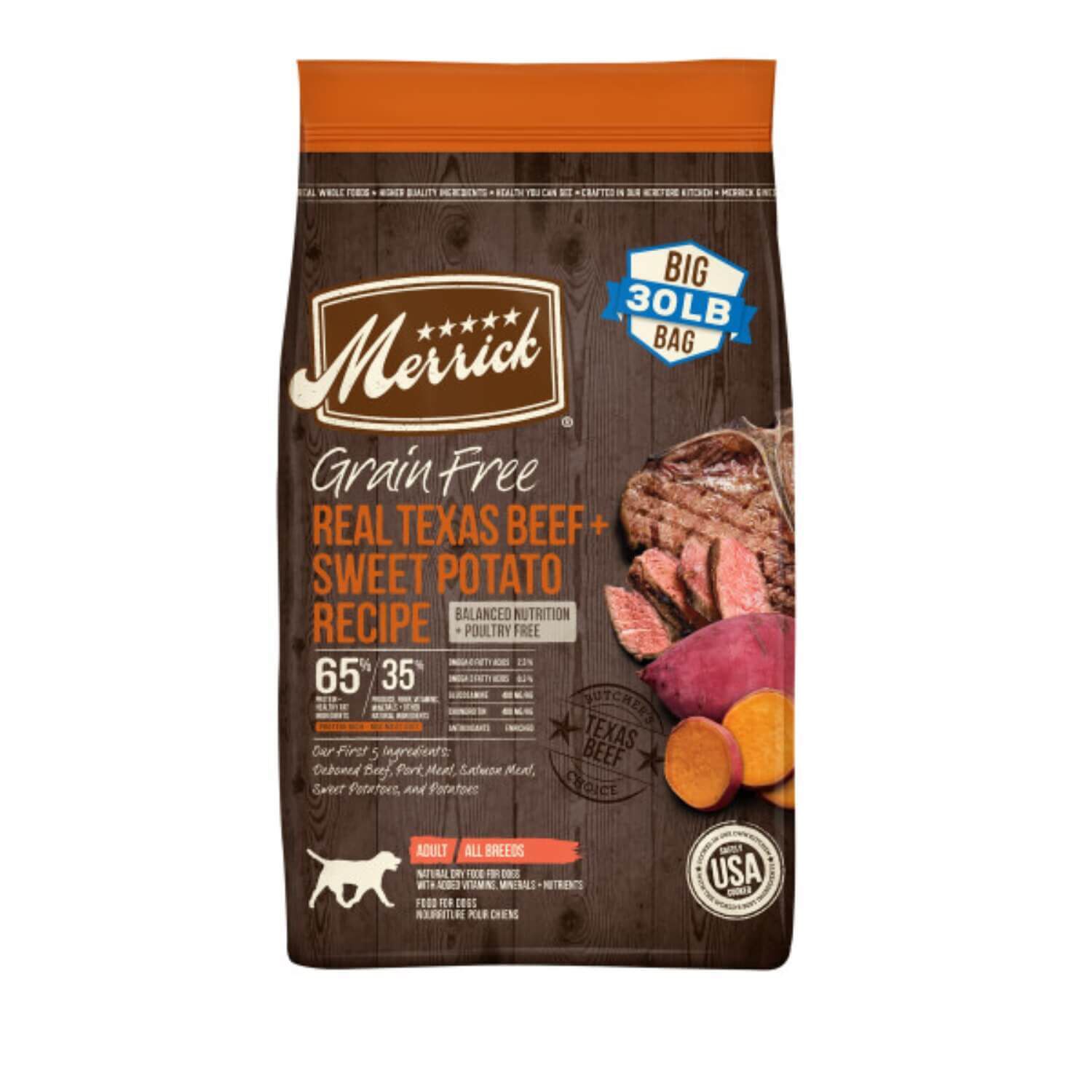 Merrick Premium Grain Free Real Texas Beef And Sweet Potato Adult Dry ...