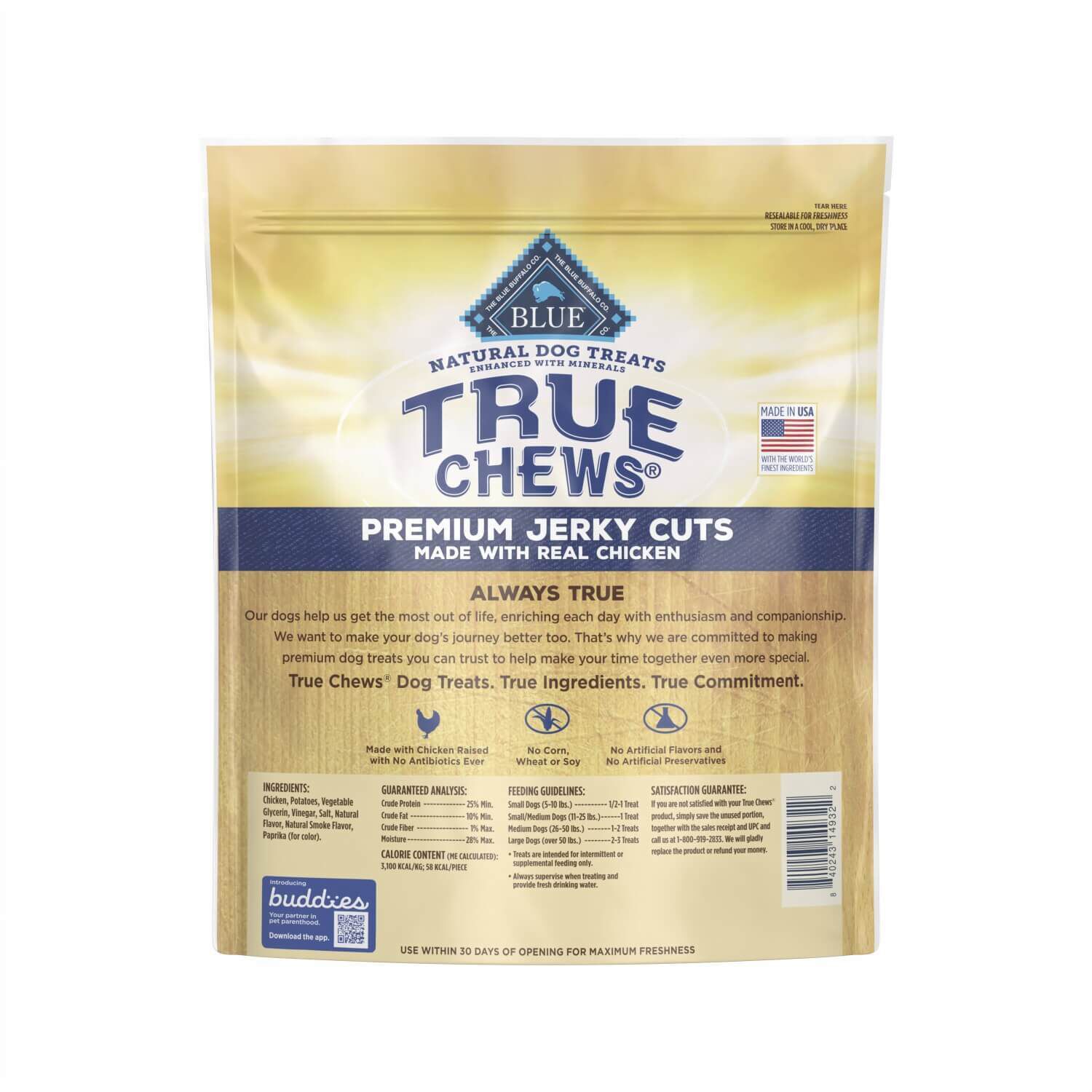 Blue Buffalo True Chews Premium Jerky Cuts Natural Dog Treats, Chicken ...