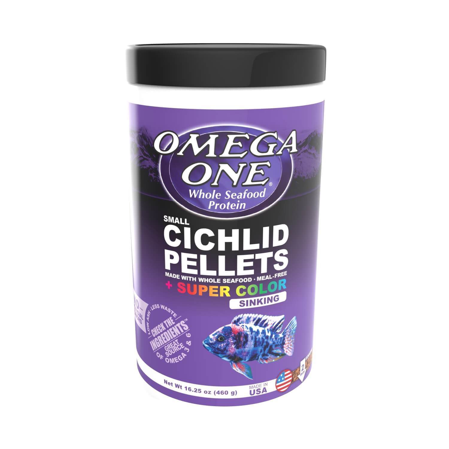 Omega One Super Color Sinking Cichlid Food Pellets 16.25oz | Pet ...