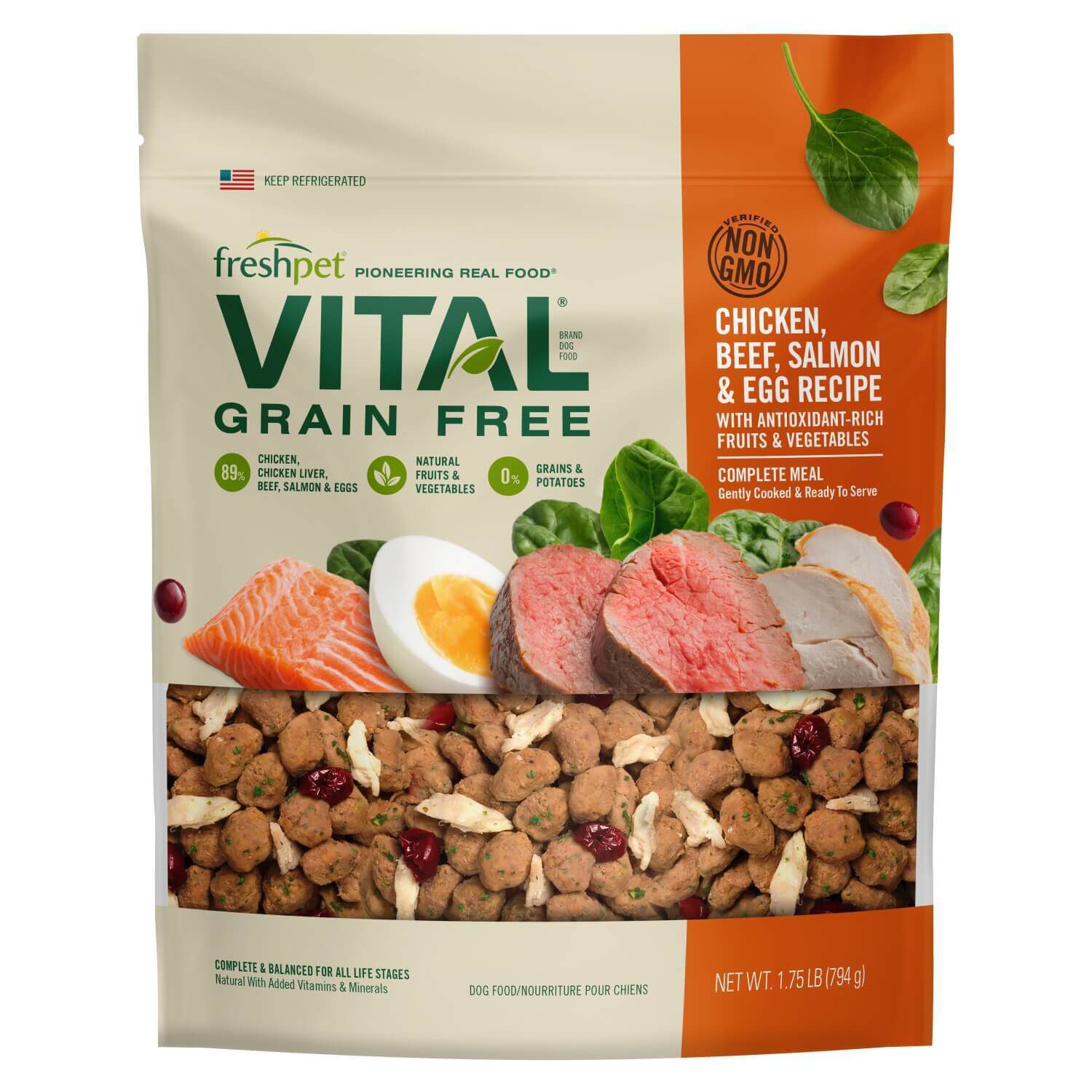Freshpet Vital Grain Free Fresh Dog Food, Chicken, Beef, Salmon & Egg ...