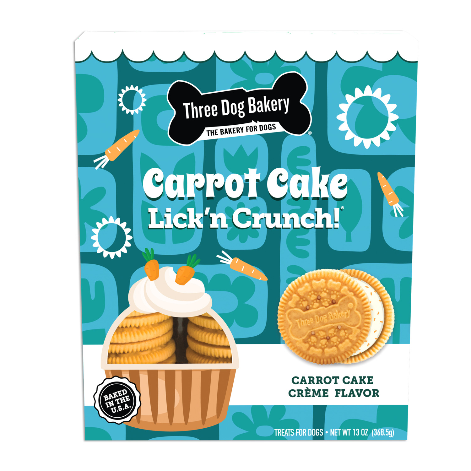 Three Dog Bakery Carrot Cake Lick'n Crunch Cookie Dog Treats, 13Oz ...