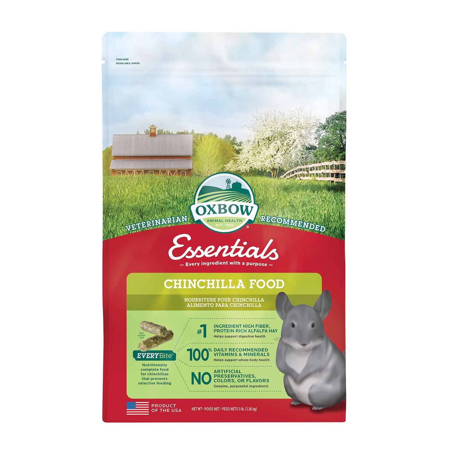 Oxbow Essentials Chinchilla Food 3lb | Pet Supermarket