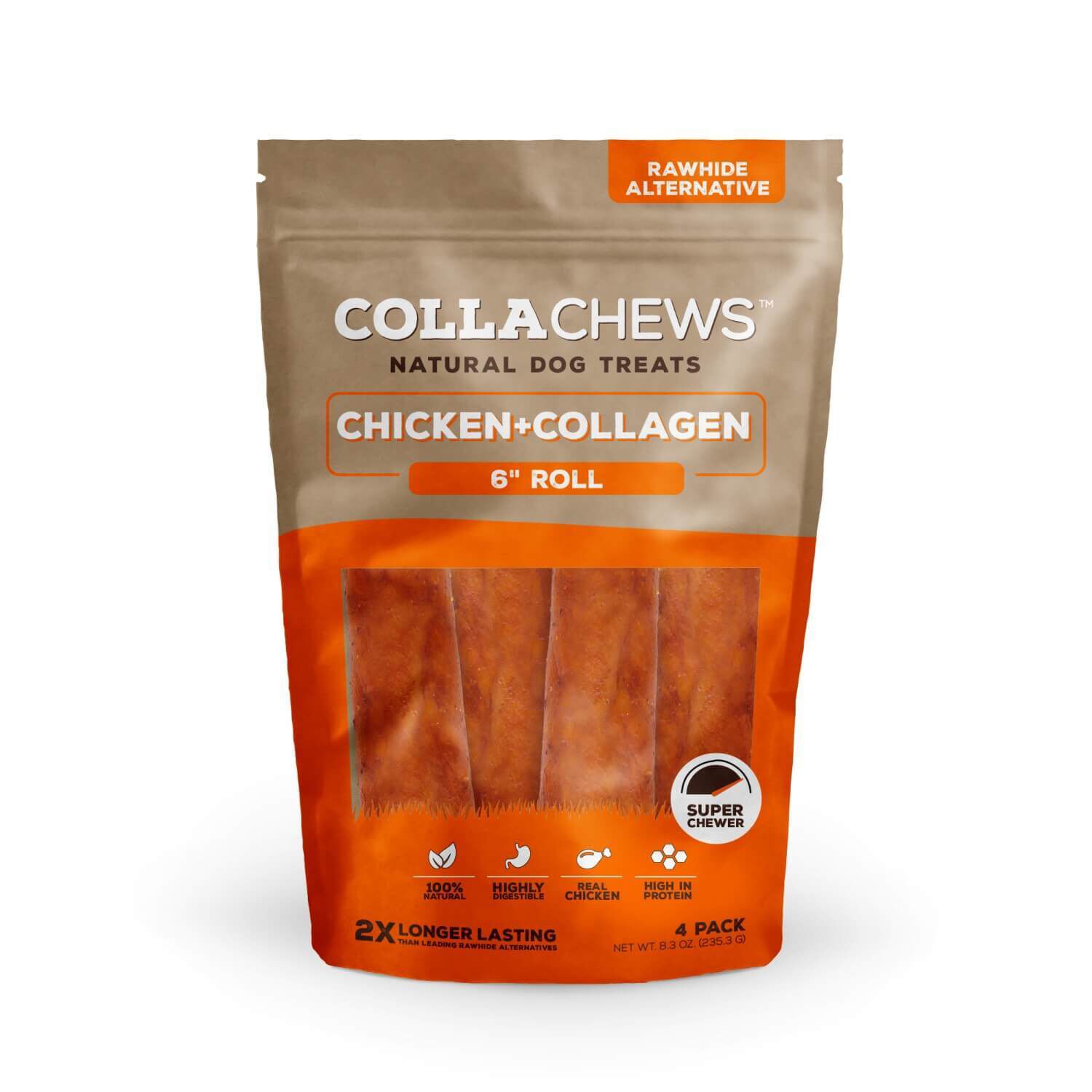 Colla Chews 6" Collagen Roll Chicken Flavor Dog Treats 1ea-4Pack | Pet ...