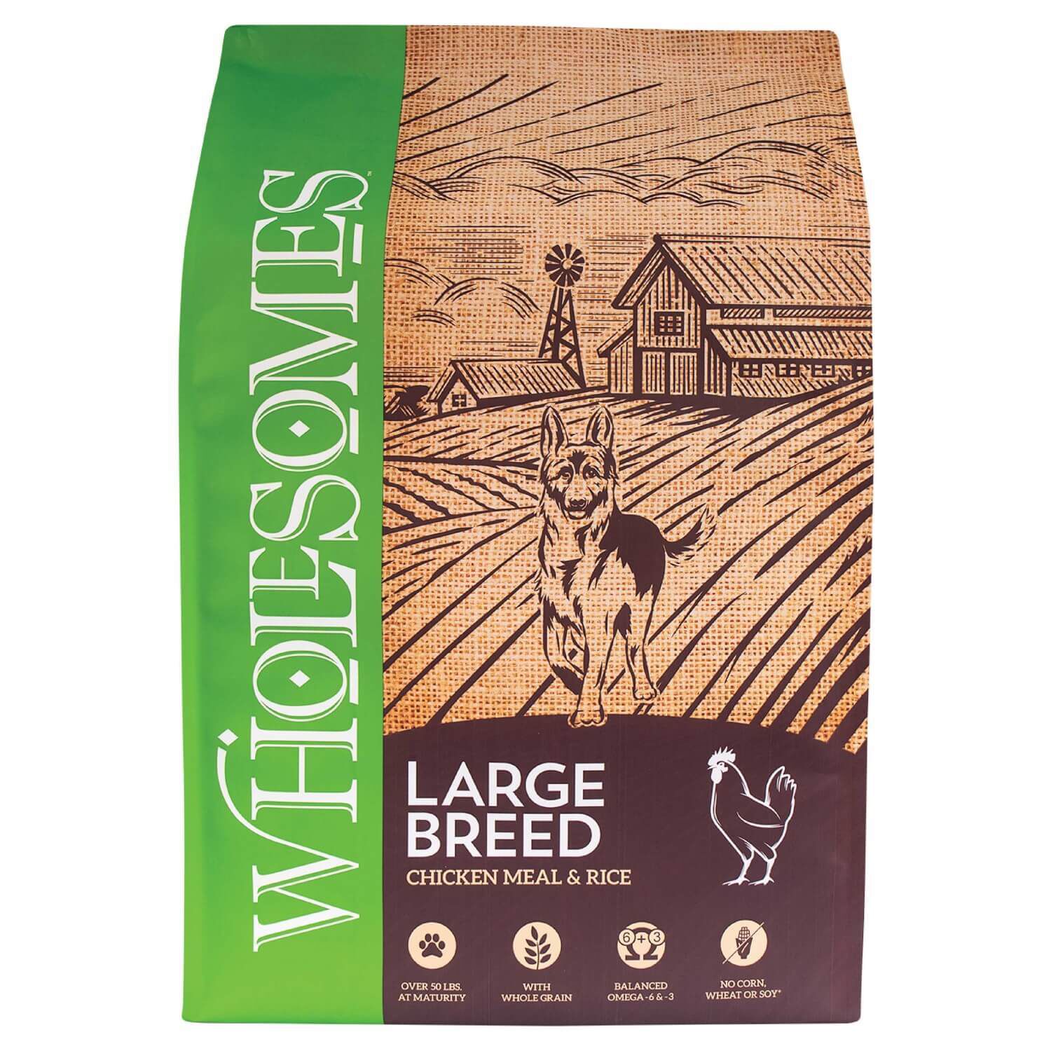 Wholesomes Large Breed Chicken Meal & Rice Dry Dog Food 40lb | Pet ...