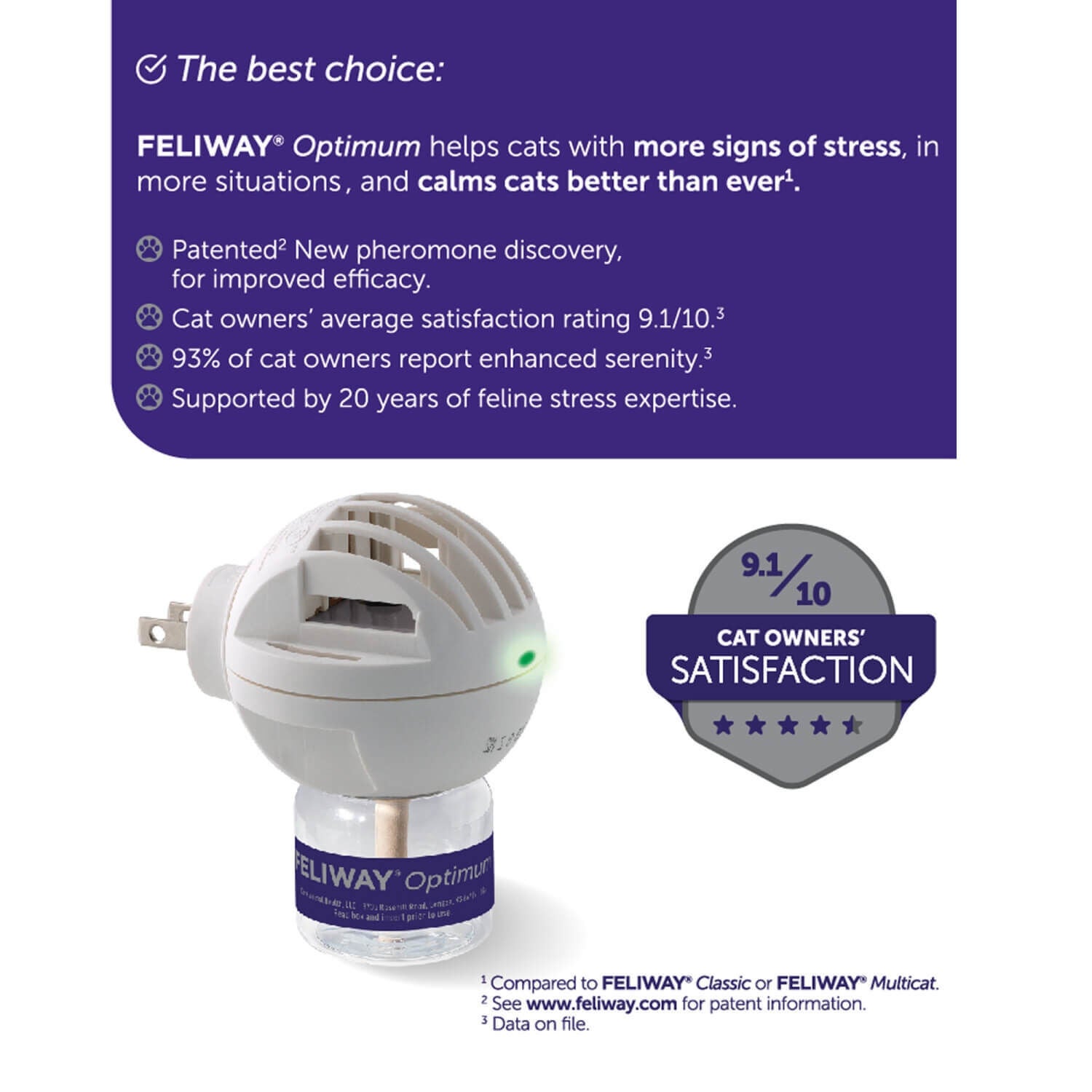 Feliway Optimum Cat,Enhanced Calming Pheromone Diffuser Starter Kit For Cats 30 Day Starter Kit ...