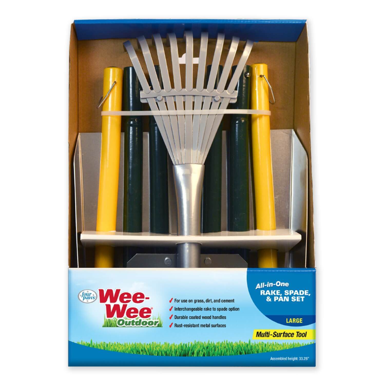Four Paws Wee-Wee Outdoor All-In-One Rake, Spade And Dog Poop Pan Set ...