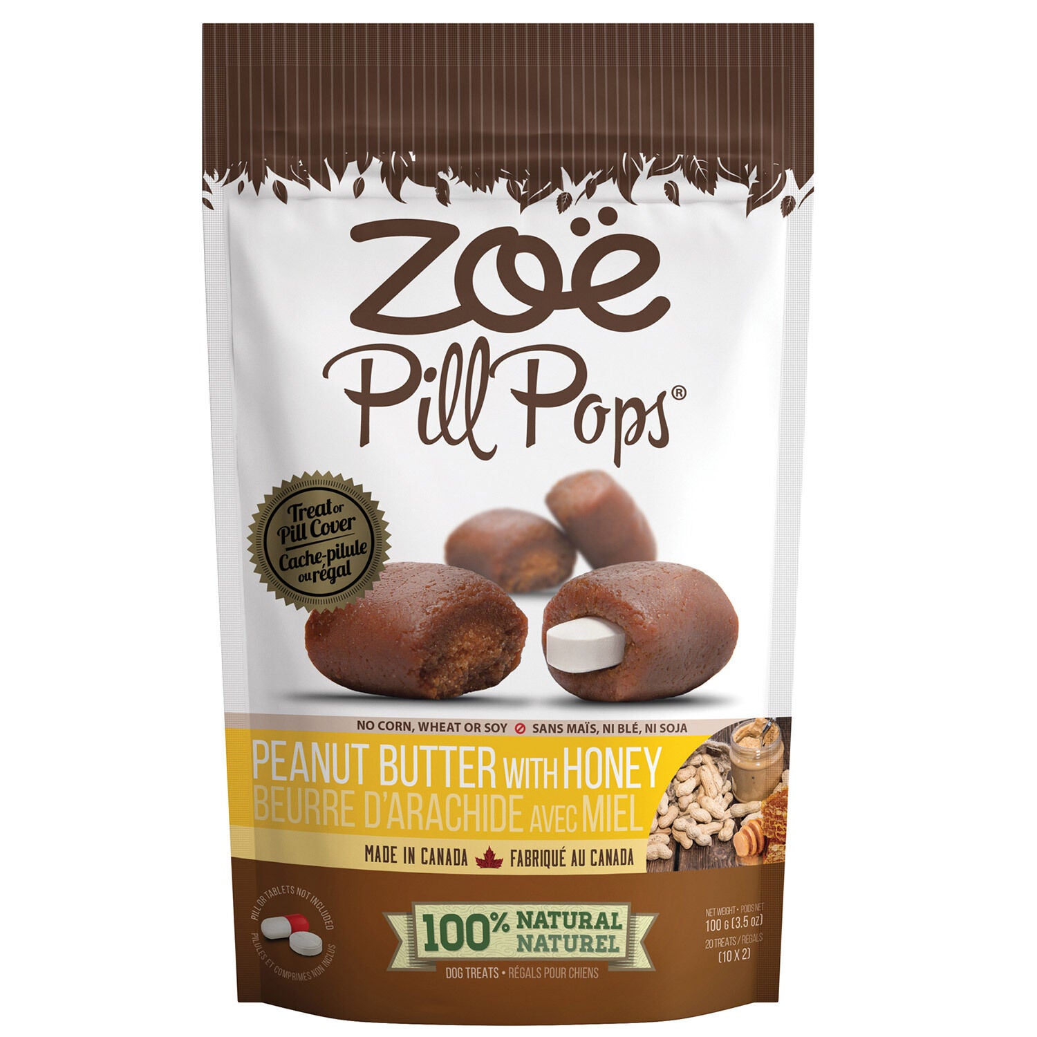 Zoe Pill Pops Dog Treat - Peanut Butter With Honey | Pet Supermarket