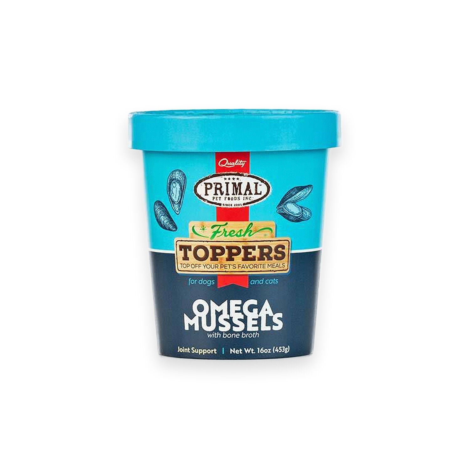 Primal Frozen Fresh Topper - Omega Mussels Dog - Cat Food Topper 16oz ...