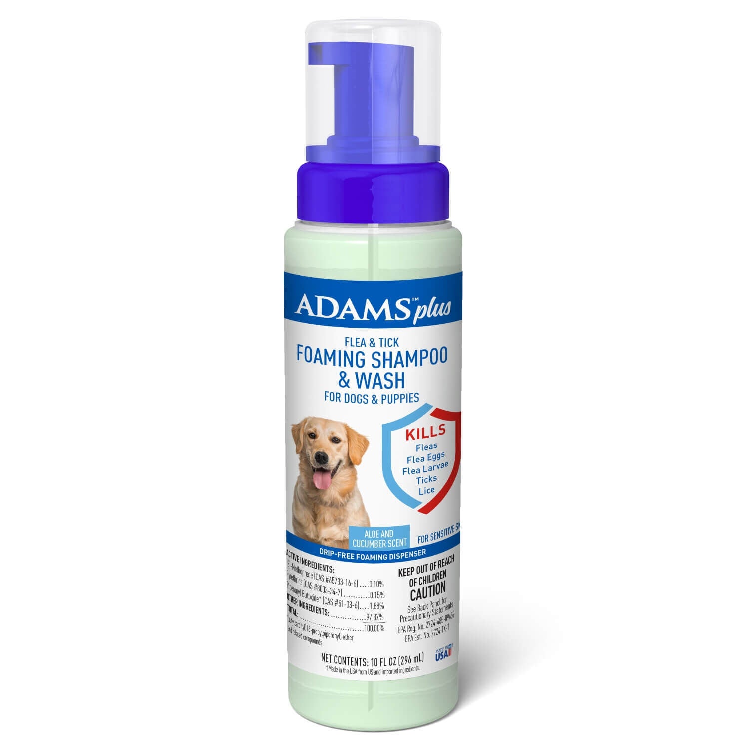 Adams Plus Flea & Tick Foaming Shampoo & Wash For Dogs & Puppies 10oz ...
