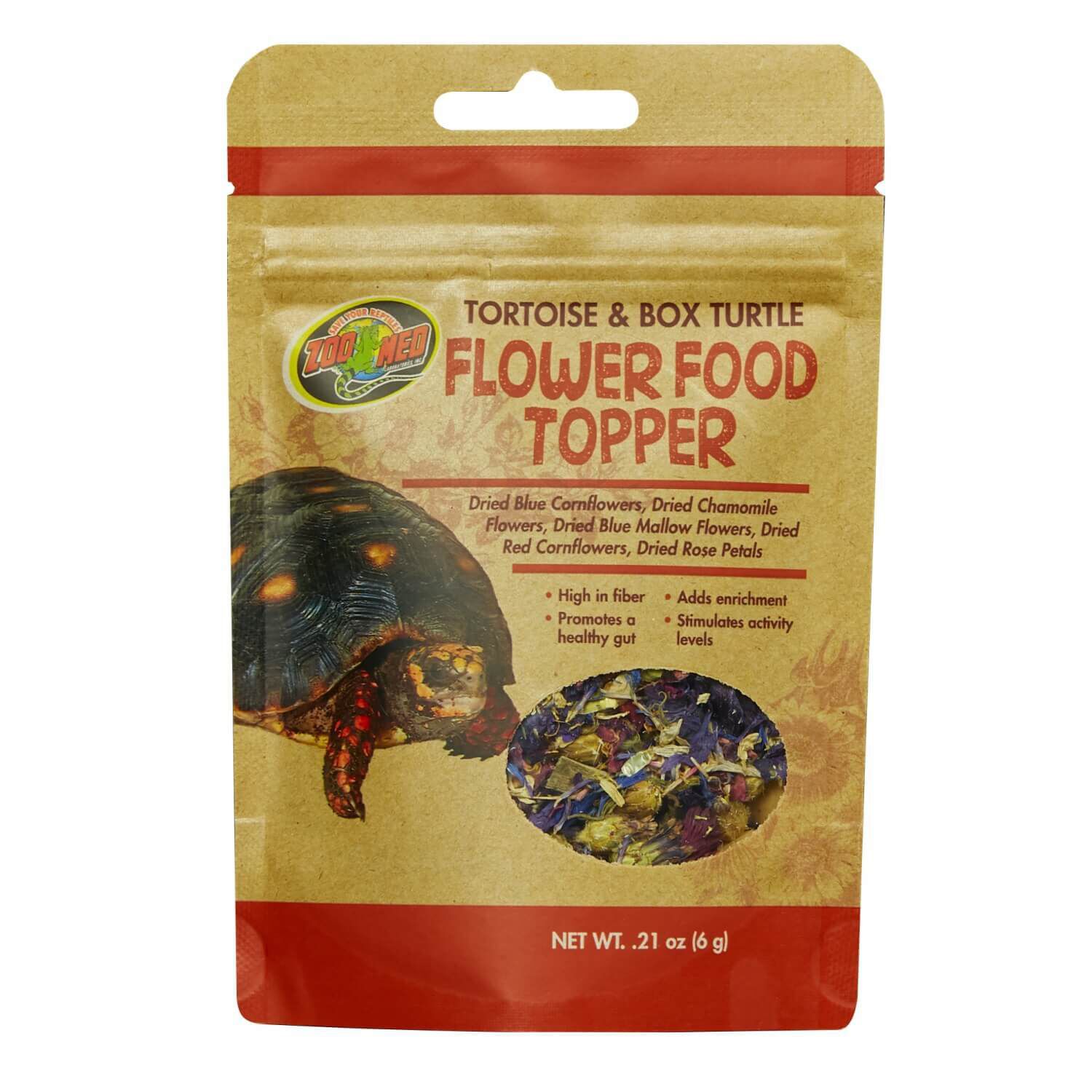 Zoo Med Tortoise & Box Turtle Flower Food Topper, .21 Oz 0.21oz | Pet ...